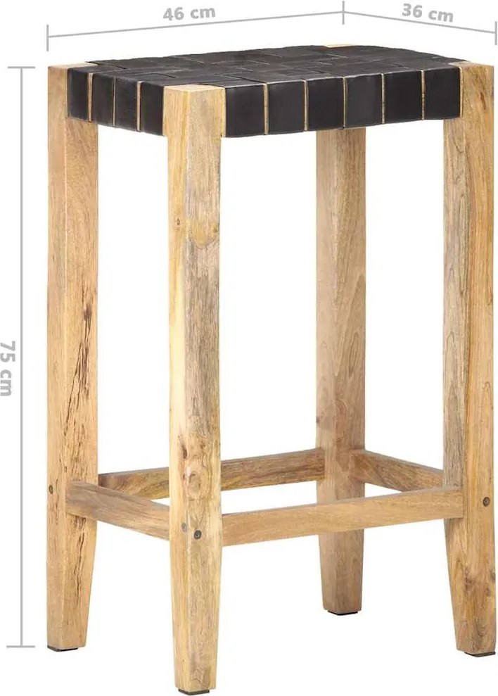 vidaXl Barové stoličky 2 ks černé pravá kůže 75 cm 321835