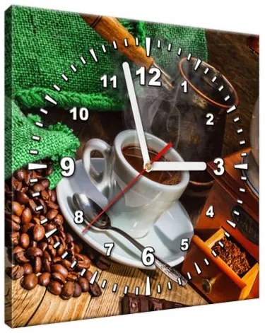 Tištěný obraz s hodinami Přírodní káva 30x30cm ZP2068A_1AI