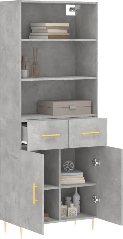 Skříň highboard betonově šedá 69,5x34x180 cm kompozitní dřevo 3200509