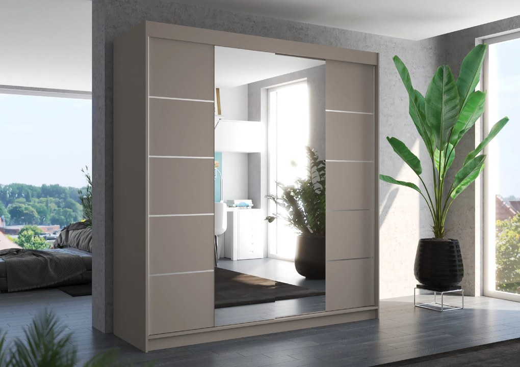 ADRK Furniture Posuvná skříň se zrcadlem DALMATIA 200 ADRK-SW-DAL-K-200