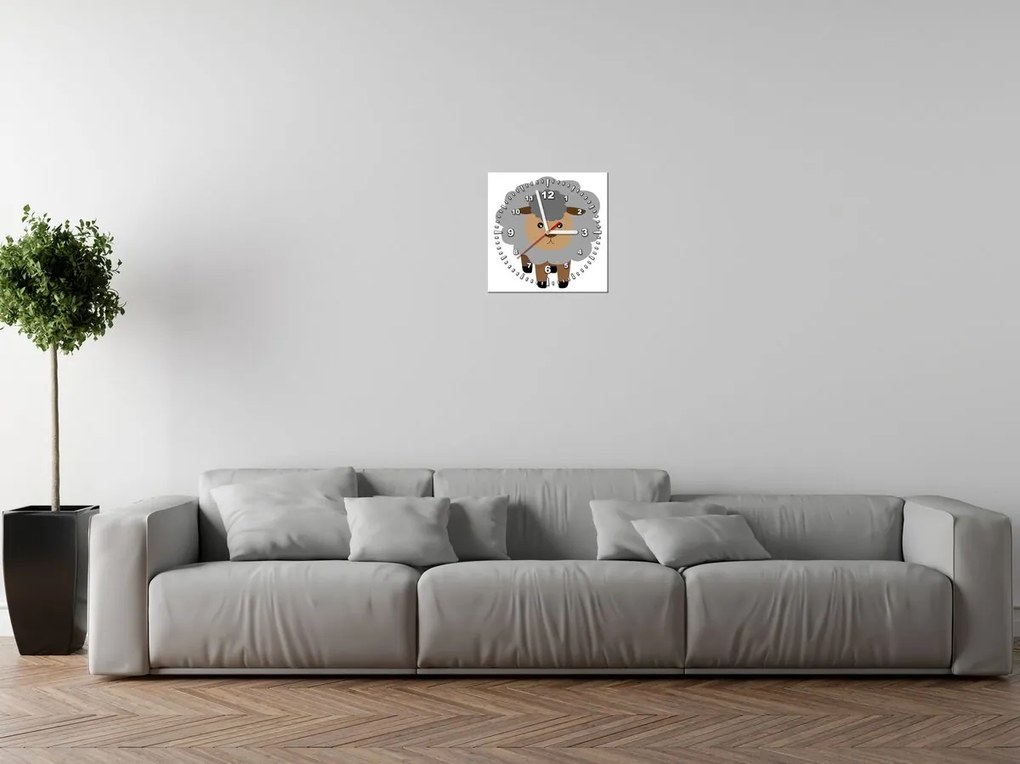 Gario Obraz s hodinami Šedá ovečka Rozměry: 30 x 30 cm