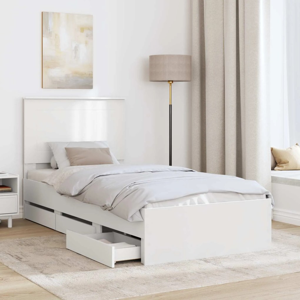 Rám postele se zásuvkou Bílá 90 x 200 cm Inženýrské dřevo 3409503
