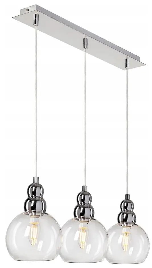 Lustr na lanku AKSO 3xE14/40W/230V stříbrná