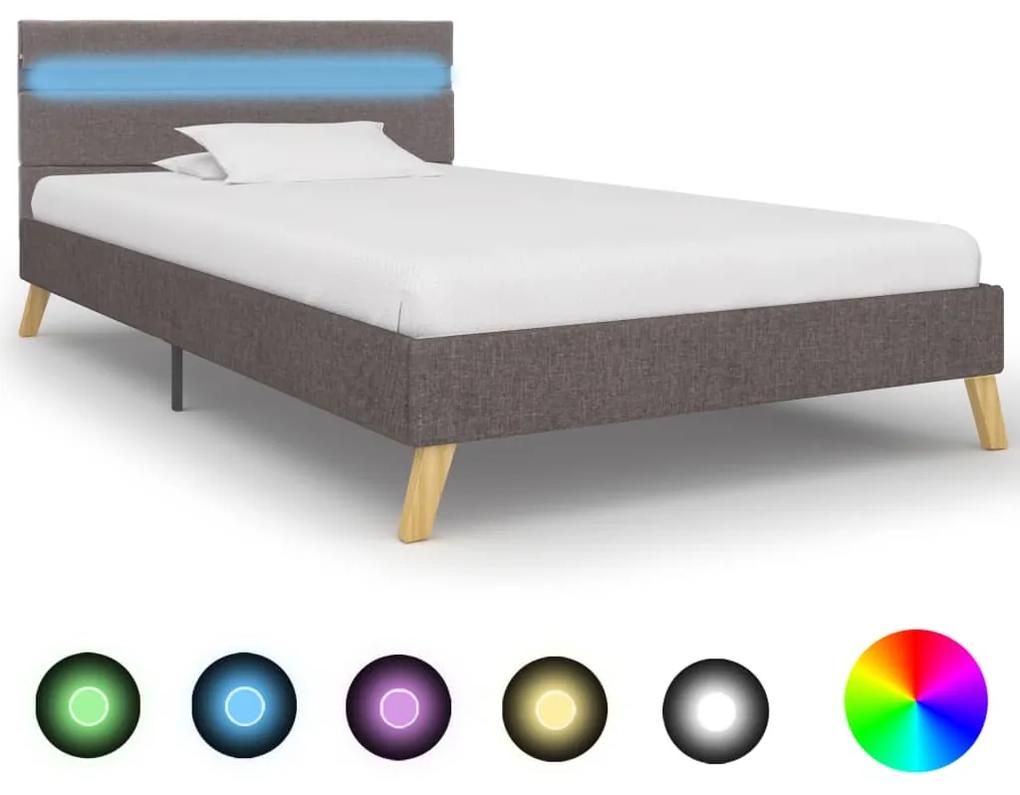 284847 vidaXL Rám postele s LED světlem světle šedý textil 100 x 200 cm