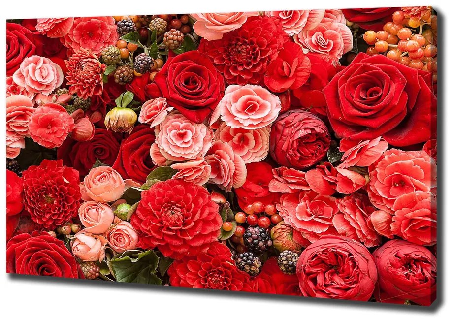 Wallmuralia Foto obraz na plátně do obýváku Červené květiny 100x70 cm