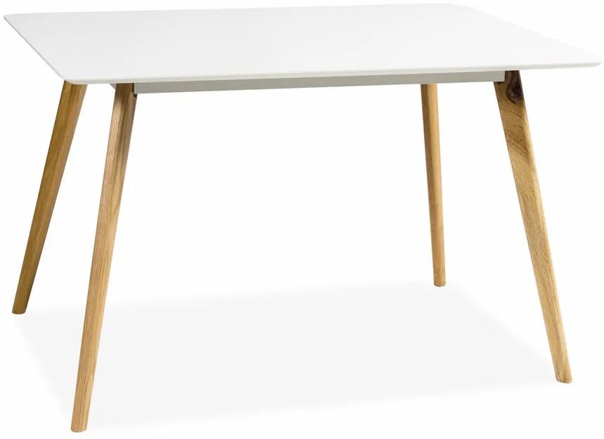 Jídelní stůl MILAN 120x80 cm, bílý lak a dub