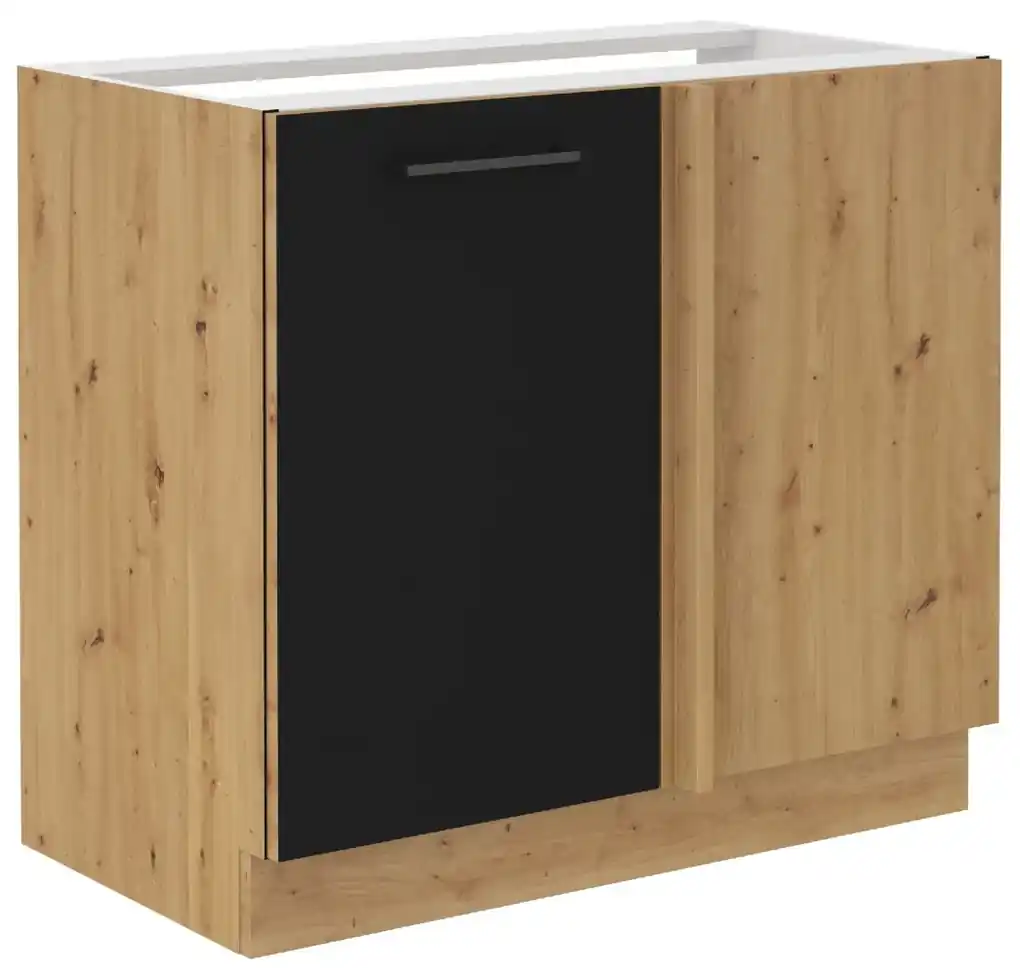 Spodní rohová skříňka do kuchyně 90x82 cm LOUSIE - Černá / Dub artisan |  BIANO