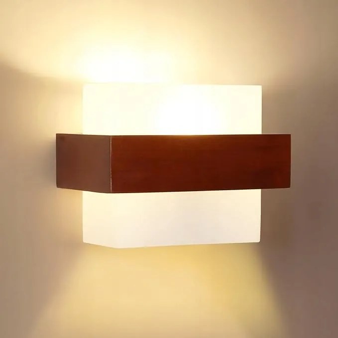Nástěnná lampa Dřevo a Sklo E27 Moderní Minimalistická 22x17 cm