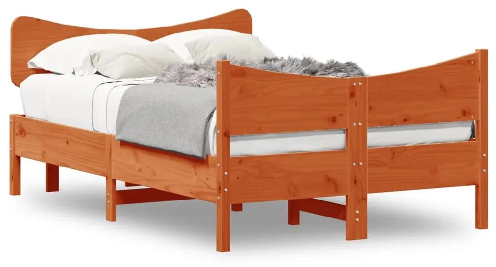 Rám postele s čelem voskově hnědý 120 x 200 cm masivní borovice,  3216386