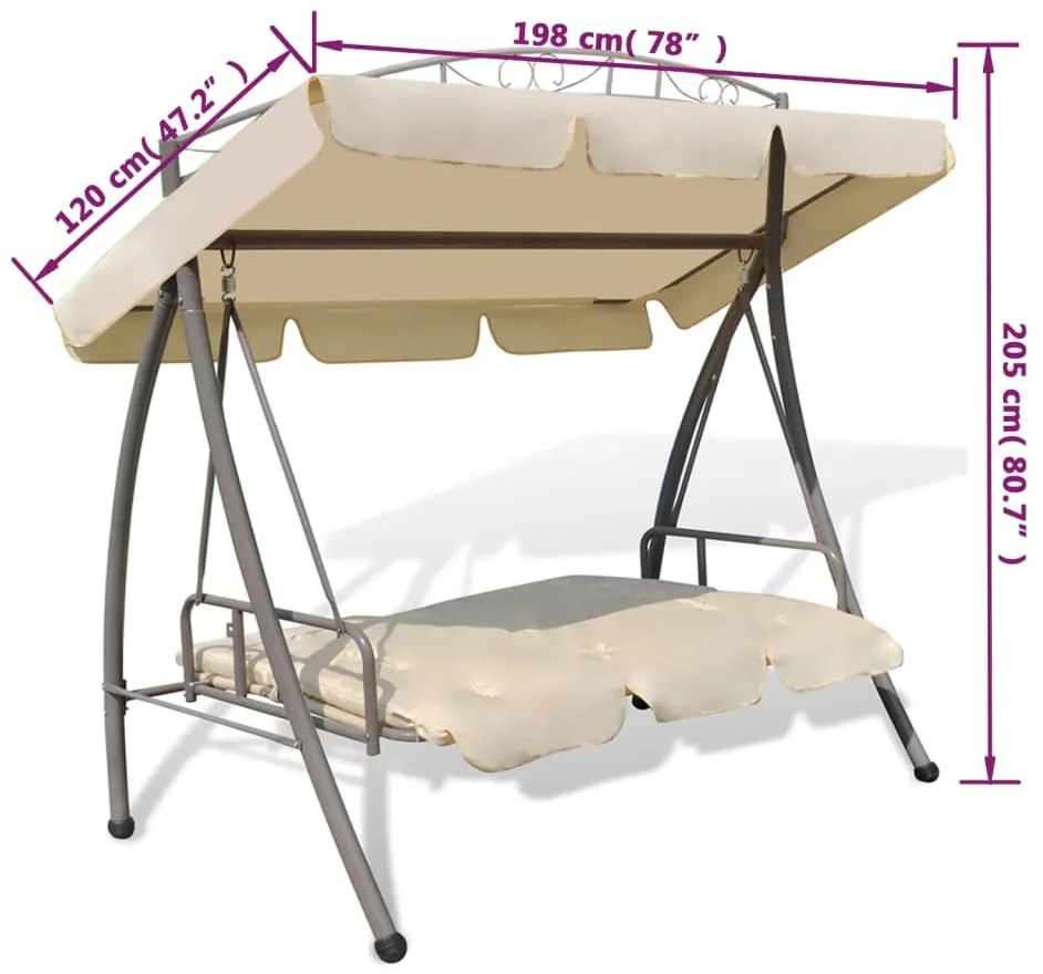 vidaXL Marketos Zahradní rozkládací houpačka se stříškou pískově bílá