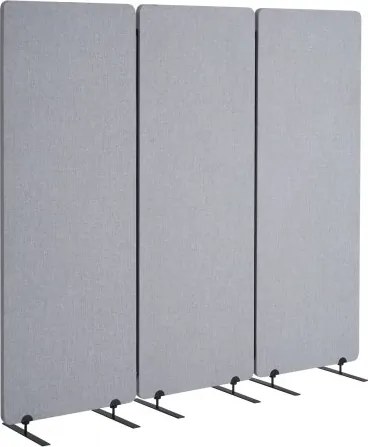 0,6 m Pokojový dělič 3 panely PET Polyester Zvukotěsná ochranná obrazovka šedá