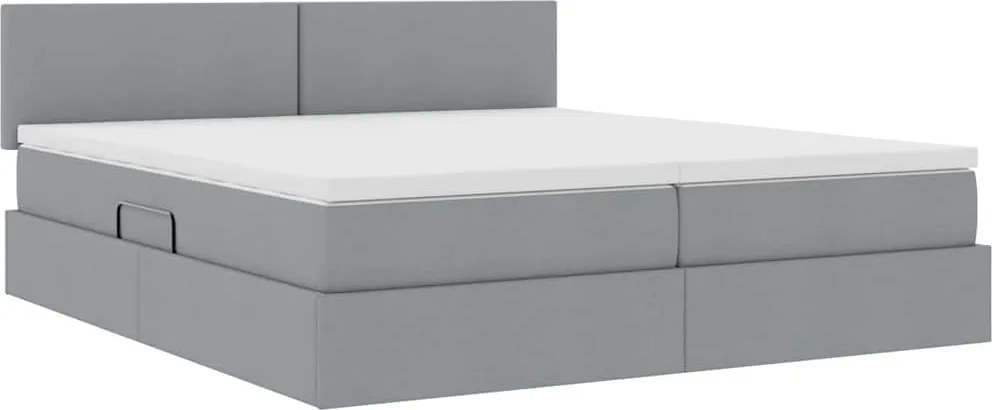 Postel s úložným prostorem Světle šedá 200 x 200 cm Umělá kůže 3370919