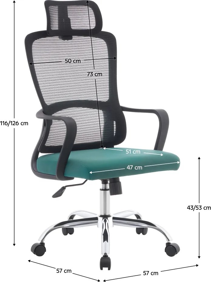 Kancelářské křeslo, černá/zelená/chrom, nosnost 150 kg, RANDY