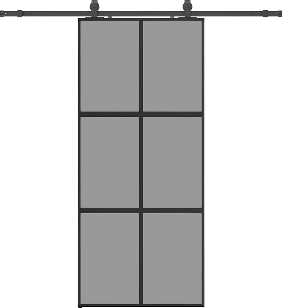 Posuvné dveře se sadou kování černé 90x205 cm Tvrzené sklo 3375887