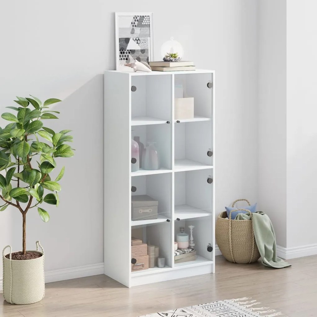 Highboard s dvířky bílý 68 x 37 x 142 cm kompozitní dřevo 3295857