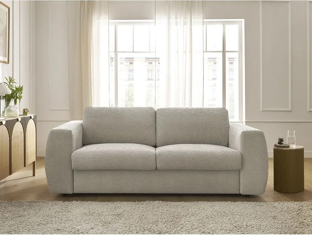 Béžová žinylková pohovka na každodenní spaní/rozkládací 220 cm Hugo – Bobochic Paris