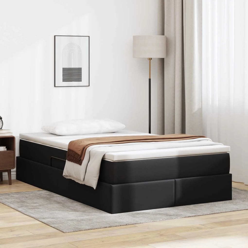 Postel s úložným prostorem a matrací Černá 120 x 190 cm 3370154