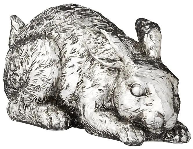 LENE BJERRE Stojící králík s packou SERAFINA 23cm stříbrný