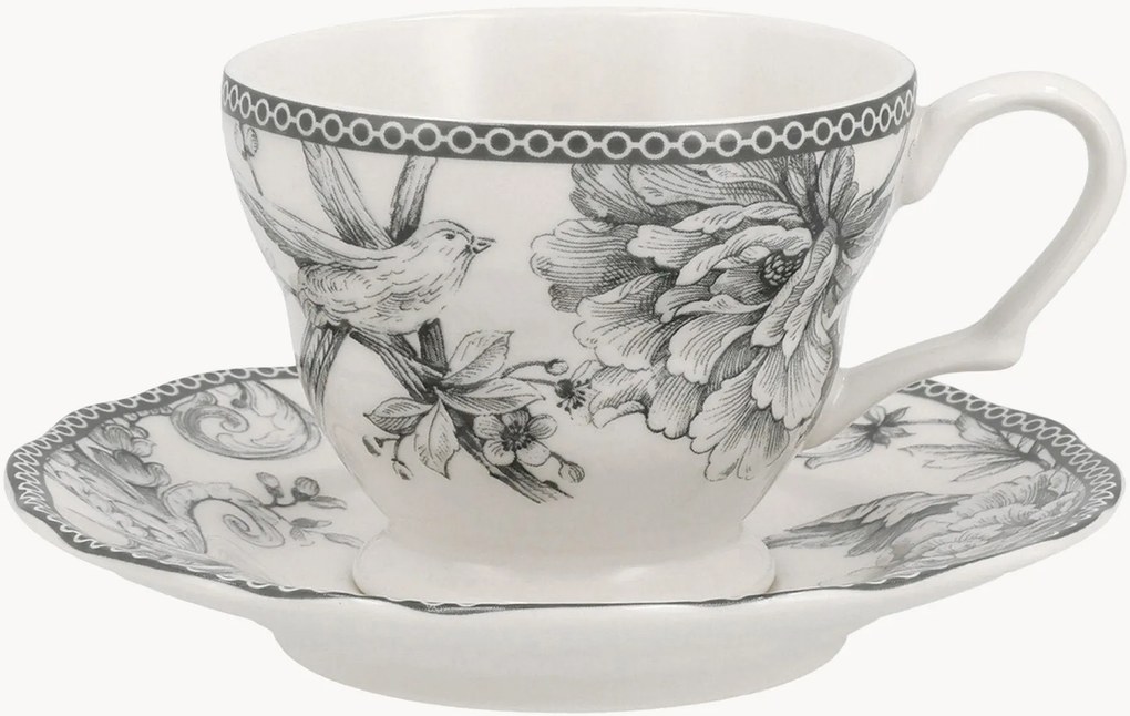Sada porcelánových šálků na čaj's podšálky Mayfair, 6 dílů