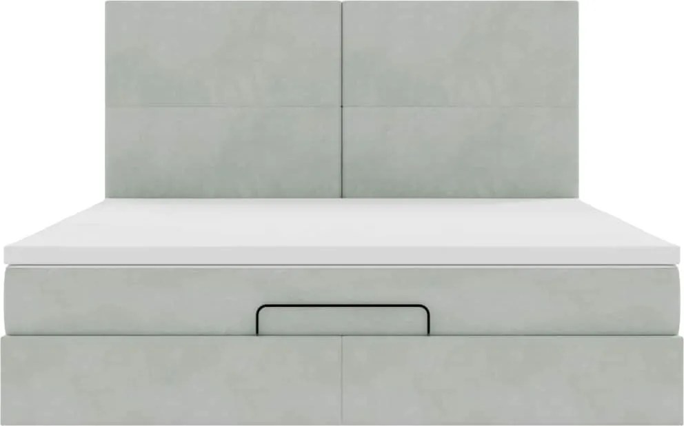 Osmanský rám postele s matracíes světle šedá 180x200cm samet 3313415