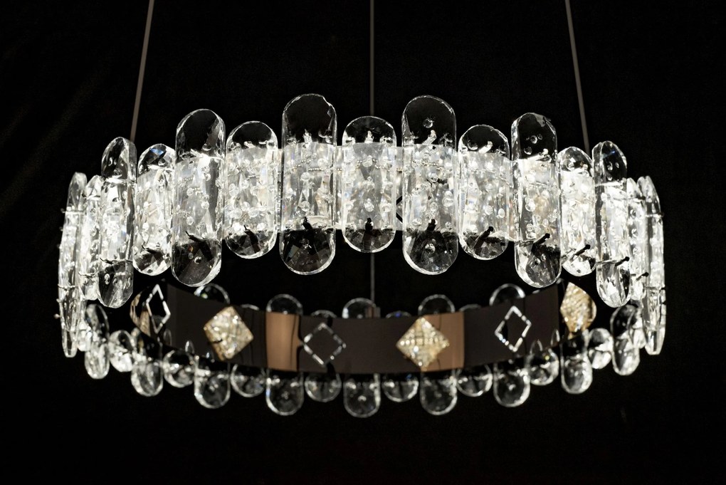 Toolight, LED závěsné svítidlo s křišťály APP1041-CP + dálkové ovládání, chromová, OSW-09472