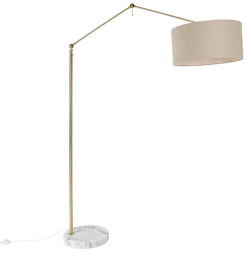 Stojací lampa zlatá s světle hnědým stínítkem 50 cm nastavitelná - Editor