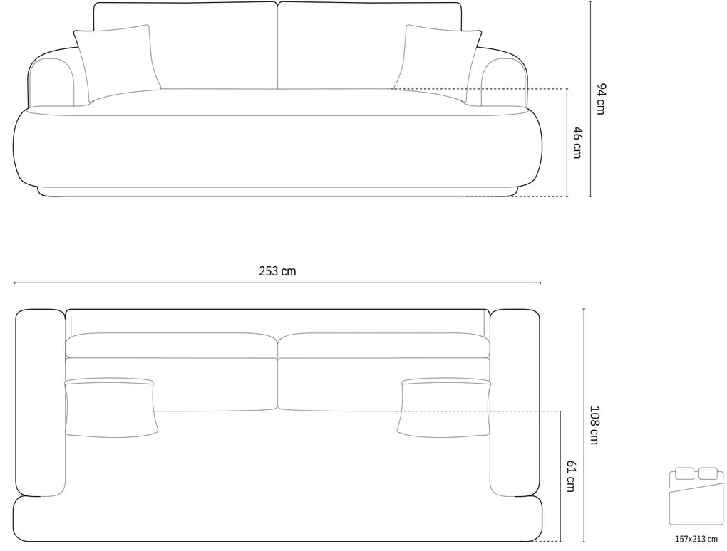 MUZZA Třímístná rozkládací pohovka s úložným prostorem  Ellio 253 cm samet béžová