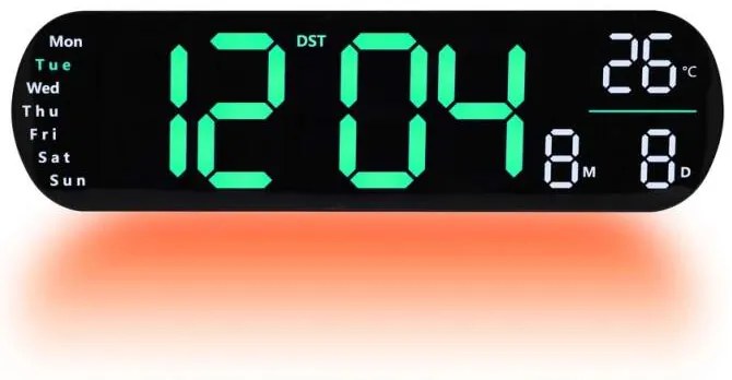 JVD Digitální černé nástěnné hodiny s LED zelenými číslicemi JVD DH5502.3