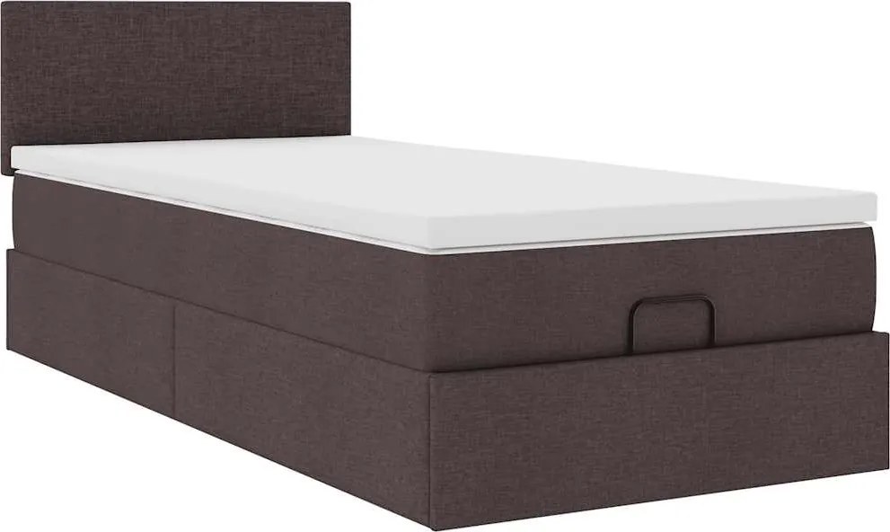 Osmanský postel s matrací tmavě šedá 100x200 cm textil 3312204