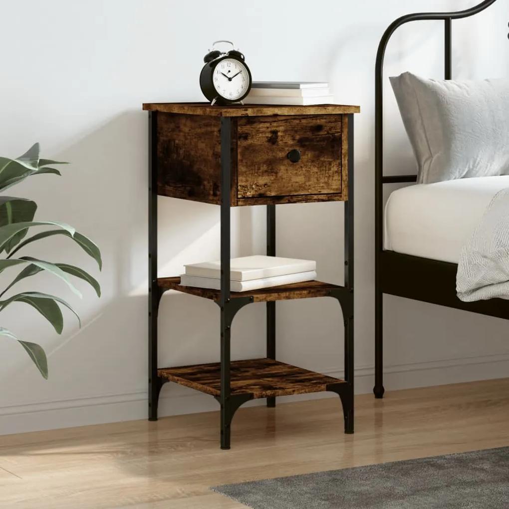 Noční stolek kouřový dub 34 x 36 x 70 cm kompozitní dřevo - Default Title