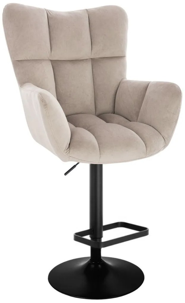 LuxuryForm DESIGN Barové křeslo AURORA VELUR na černé kulaté podstavě - latte