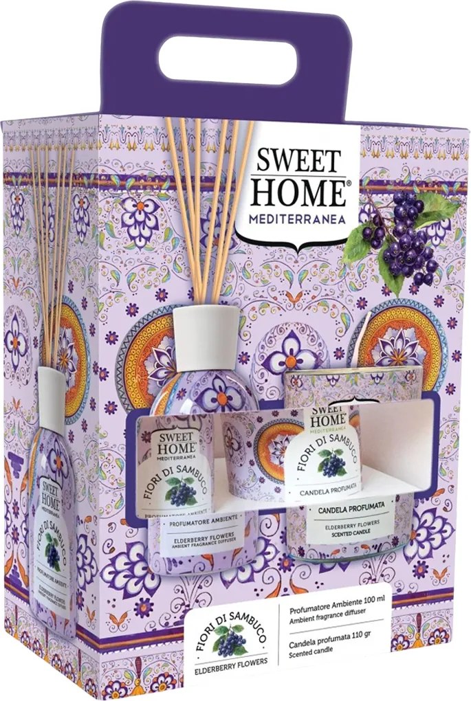 Sweet Home dárková sada difuzér a svíčka ve skle Bezový květ