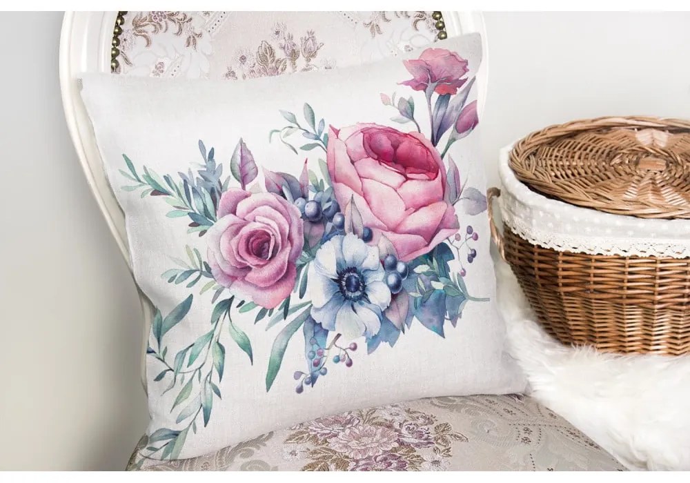 Povlak na polštář s příměsí bavlny Minimalist Cushion Covers Liandnse Special Design Flower, 45 x 45 cm