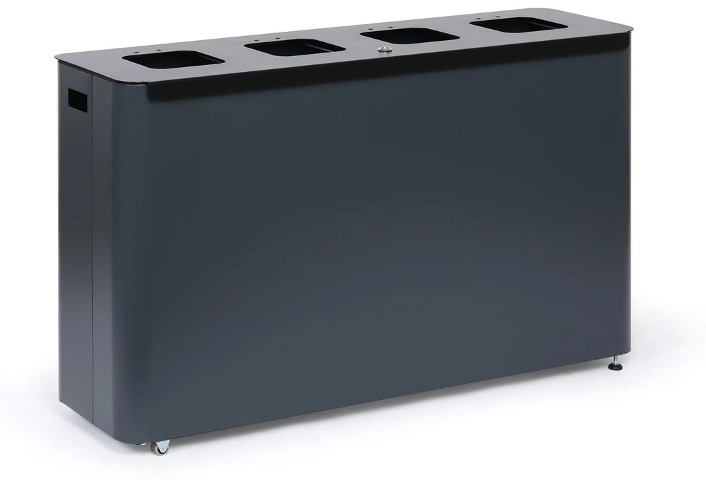 Odpadkový koš na tříděný odpad, 4 x 60 l, lakovaný šedý