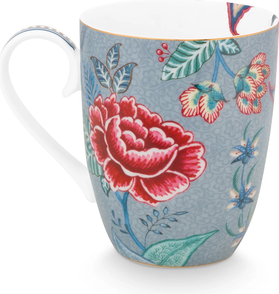 Pip Studio Flower Festival sada 2 hrnků 350ml, modrá (Sada 2 hrnků v dárkovém balení )
