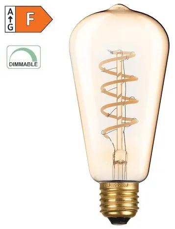Diolamp LED Spiral Filament žárovka Amber ST64 4W/230V/E27/1800K/270Lm/360°/Dim