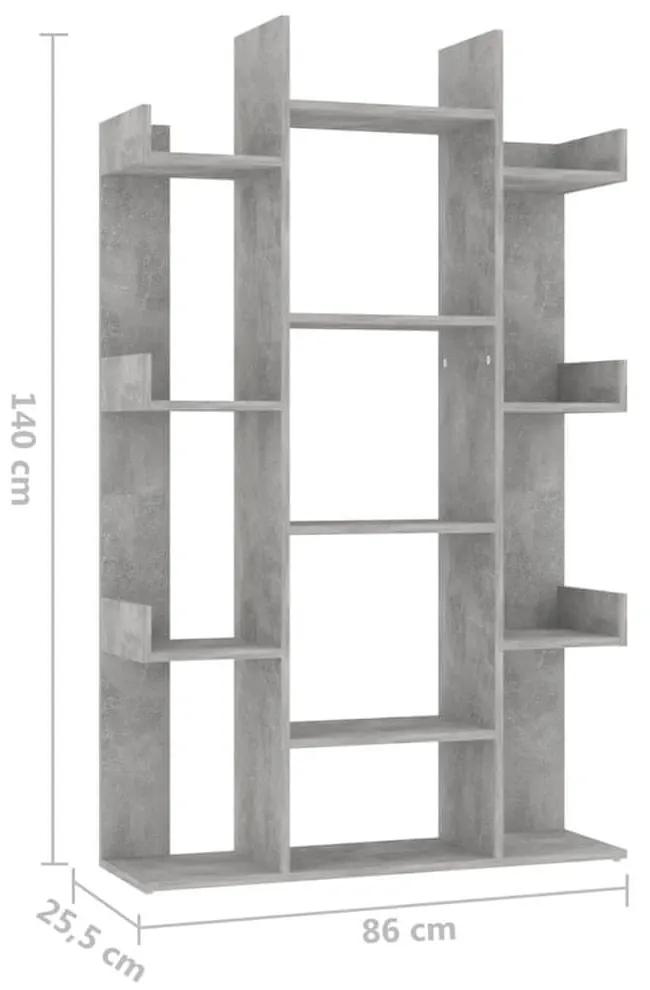 Petromila Knihovna betonově šedá 86 x 25,5 x 140 cm dřevotříska