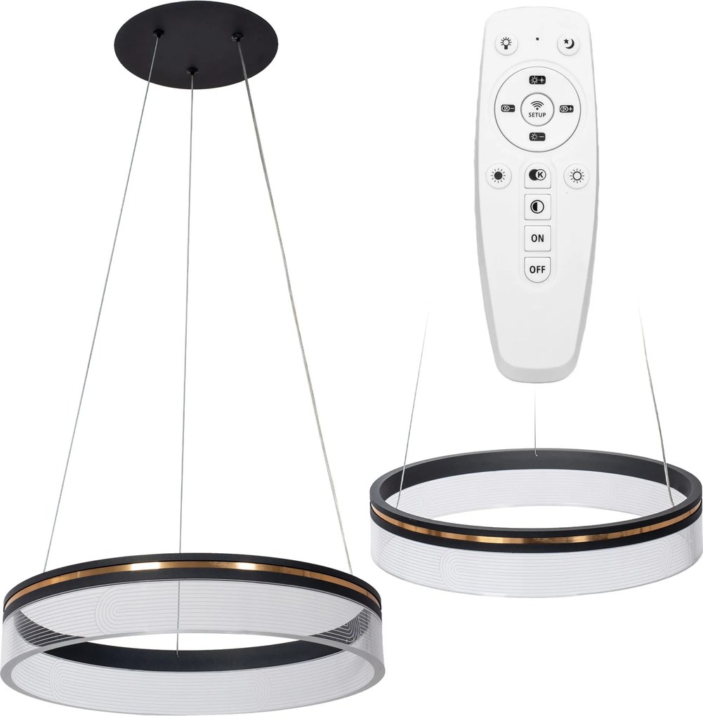 Toolight, LED závěsné svítidlo 40cm APP1191-CP, černá-zlatá, OSW-40022