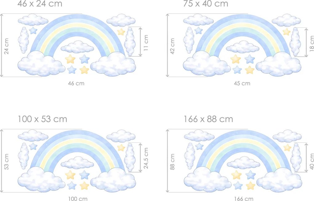 Duha pro kluky samolepka na zeď arch 100 x 53 cm