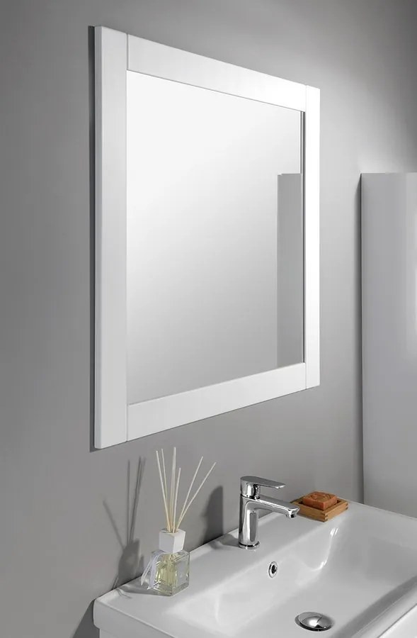 Aqualine Aqualine, FAVOLO zrcadlo v rámu 80x80cm, bílá mat, FV080