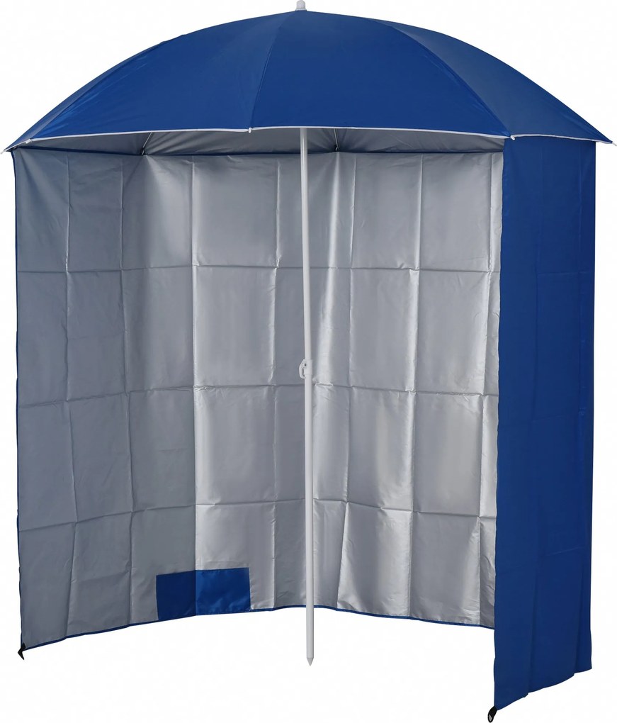 Slunečník Outsunny s boční stěnou, sluneční ochrana pro pláž, polyester, modrý, 2,2 x H2,2m | Aosom