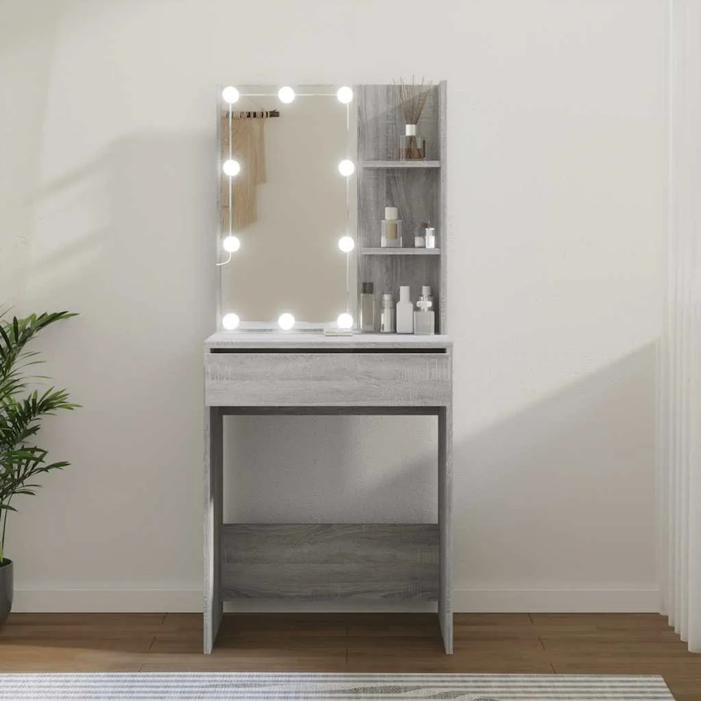 vidaXL Toaletní stolek s LED 60 x 40 x 140 cm [808832] Barva: šedá sonoma