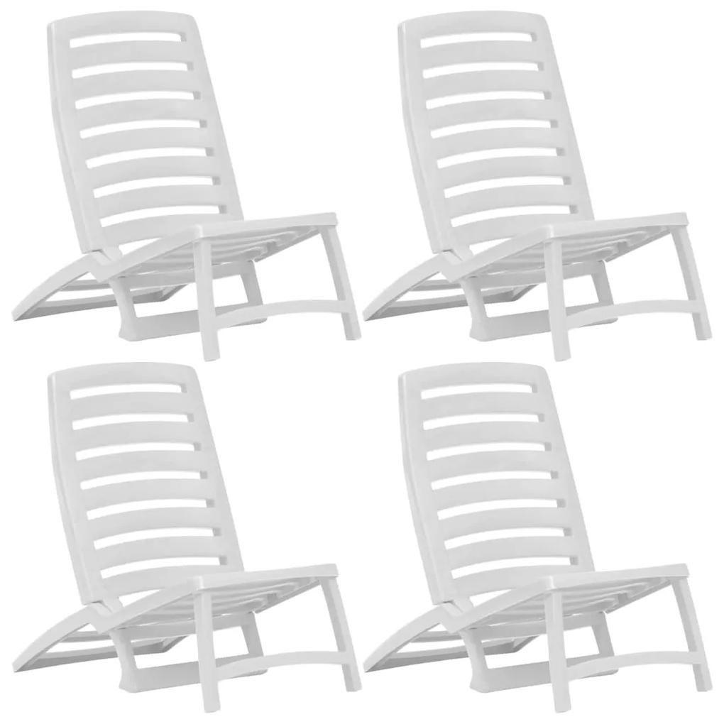 45624 vidaXL Dětské skládací plážové židle 4 ks plastové bílé