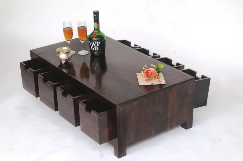 Furniture-nabytok.sk - Masivní konferenční stolek s 8 zásuvkami - Gangapurí