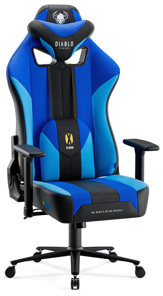 Látková herní židle King Size, modrý-černý: Diablo X-Player 2.0 Frost Black