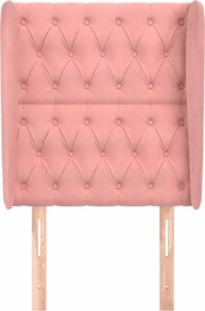 Čelo postele typu ušák růžové 83 x 23 x 118/128 cm samet 3118327