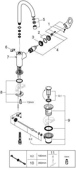 GROHE 23763000 - Umyvadlová baterie BAULOOP velikost L lesklý chrom