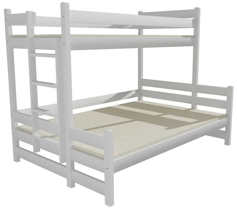 Vomaks Patrová postel s rozšířeným spodním lůžkem PPS 003 100/120 x 180 cm moření dub vlevo (vyobrazeno)