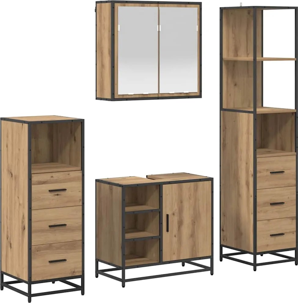 Sada koupelnového nábytku 4 ks Artisanový dub 65 x 33 x 60 cm 3402412
