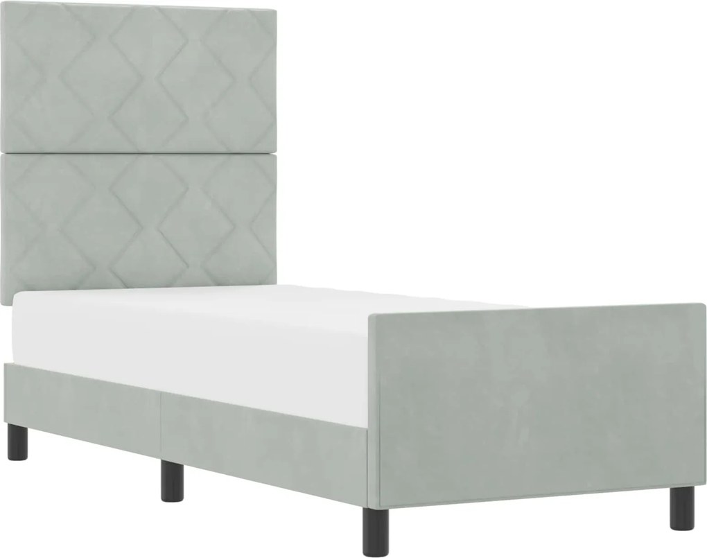 Postel s boxspringem s čelo Světle šedá 80 x 200 cm samet 3344969